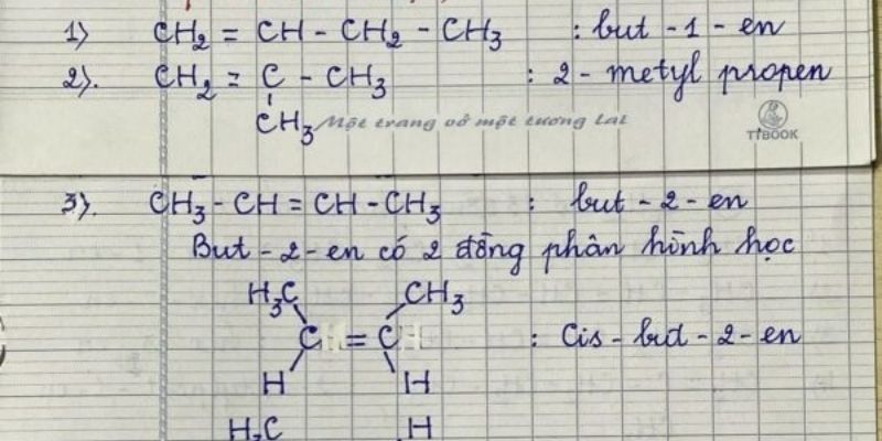 Công thức cấu tạo phân tử của C4H8 và các đồng phân