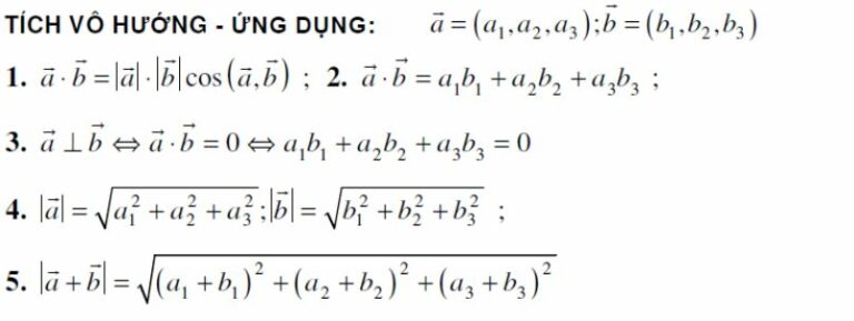 Tích vô hướng của hai vectơ - công thức và ứng dụng trong toán học